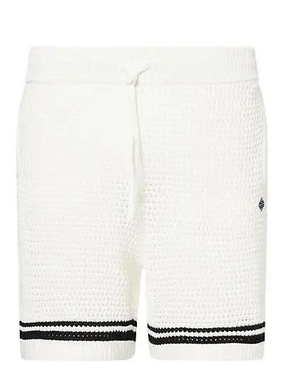 THE COUTURE CLUB Striped-hem Crochet-cotton Shorts - White