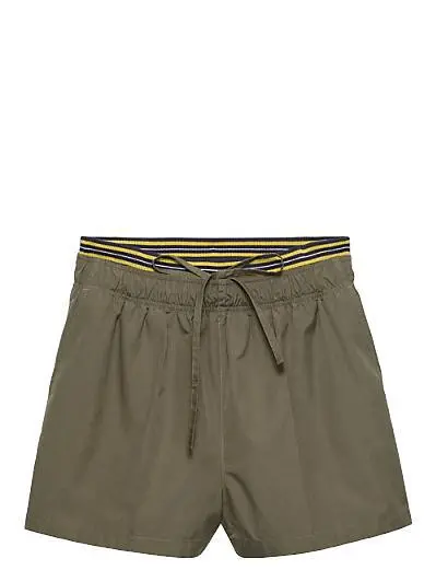 Prada Enamelled Triangle-logo Cotton Poplin Shorts - Green