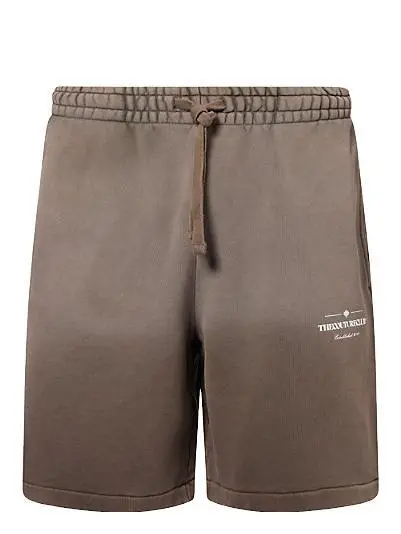 THE COUTURE CLUB Spray-wash Logo Cotton Shorts - Brown