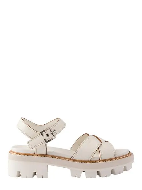 Prada Tread-sole Leather Sandals - Neutral