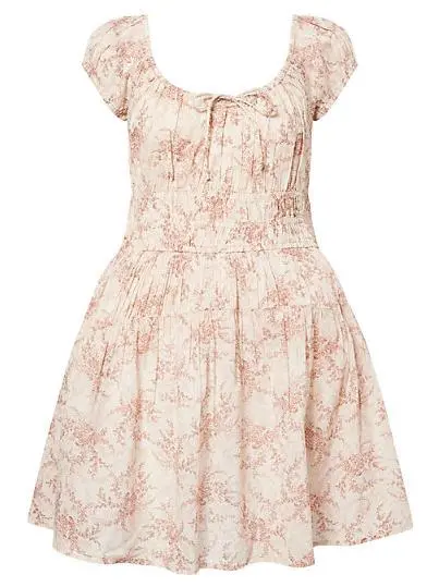 Paige Floral Cotton Mini Dress - Bone/sunset