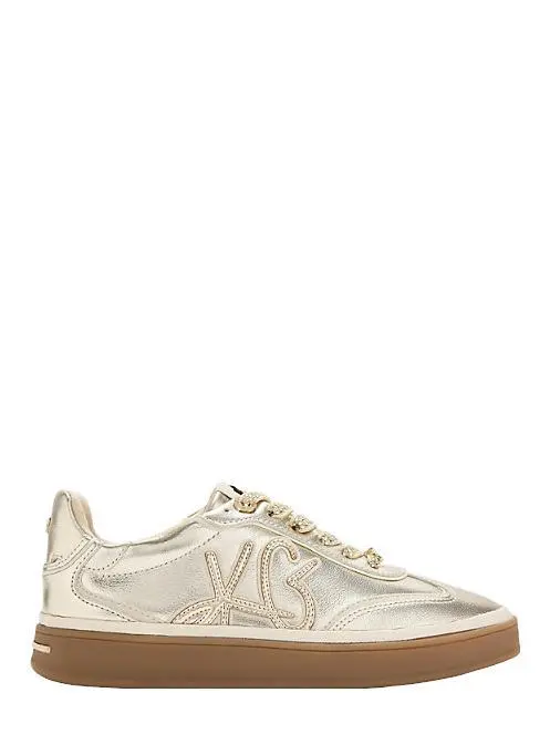 Kurt Geiger Leena Metallic-leather Trainers - Gold Comb