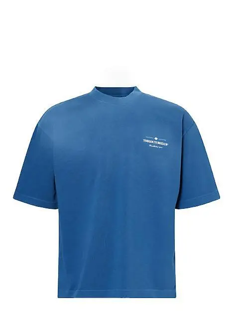 THE COUTURE CLUB Spray-wash Logo-print Cotton T-shirt - Cobalt