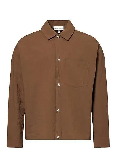 THE COUTURE CLUB Relaxed-fit Patch-pocket Cotton Shirt - Brown
