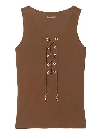 Zadig&Voltaire Ana Lace-up Cotton And Linen Top - Coconut