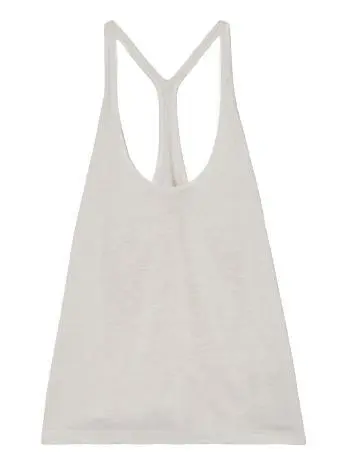 REISS Lidie Racer-back Linen Vest - White