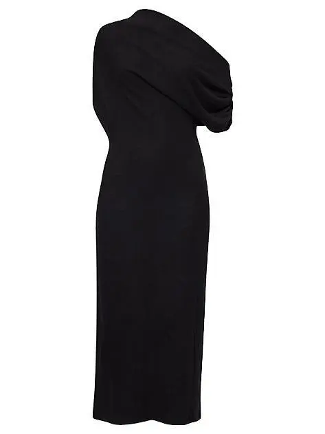 REFORMATION Iris Asymmetric Knit Midi Dress - Black