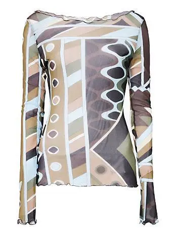 Emilio Pucci Printed Long-sleeve T-shirt - Khaki Blue