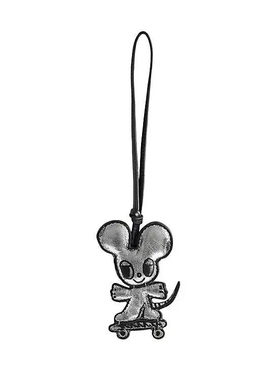 Zadig&Voltaire Skater Mouse Leather Bag Charm - Silver