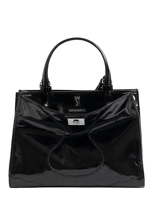 Zadig&Voltaire Jack Branded Patent-leather Handbag - Black
