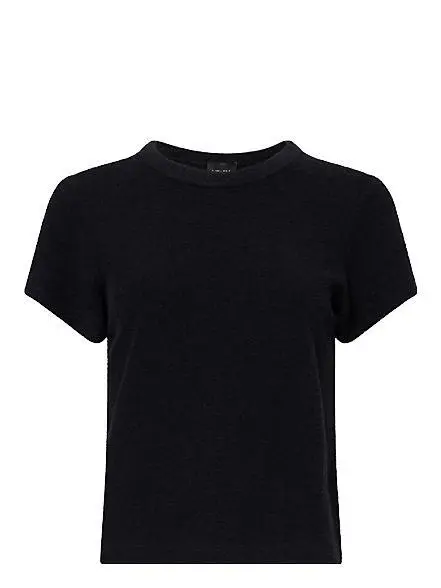ME+EM Round-neck Textured Cotton-blend T-shirt - Black