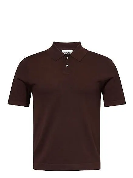 NOBL Brax Short-sleeve Knitted Polo Top - Brown