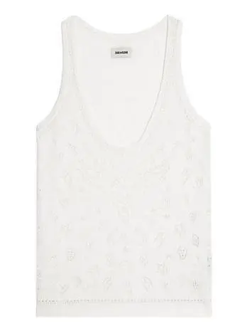 Zadig&Voltaire Jossy Pointelle Cotton Tank Top - Eggshell