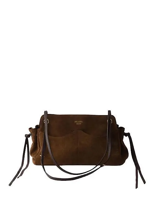 Prada Large Suede Tote Bag - Brown