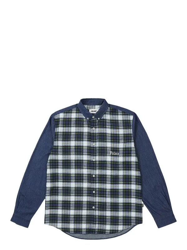 PALACE Check Panel Chambray Shirt - Blue