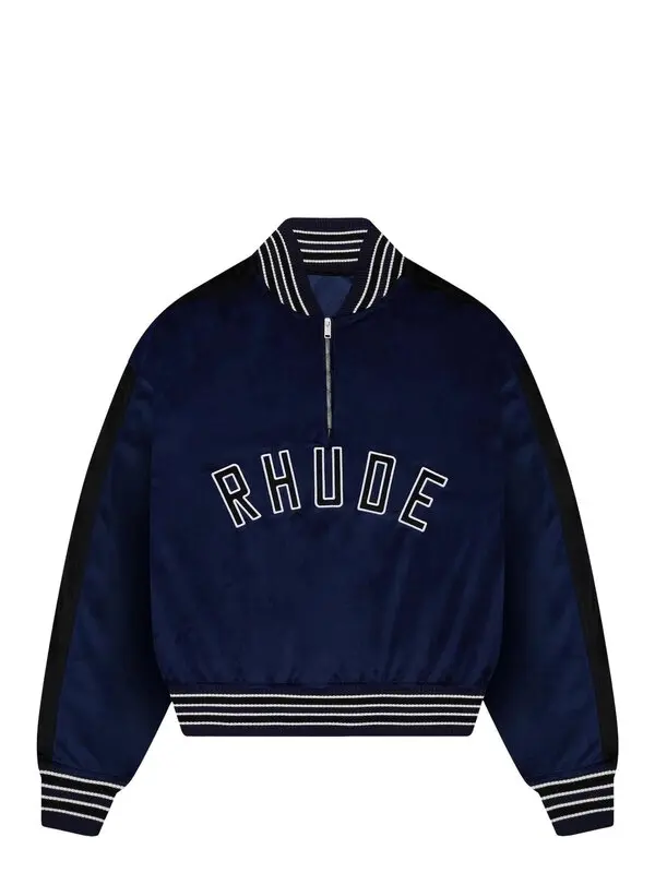 Rhude Velour Track Quarter Zip - Blue