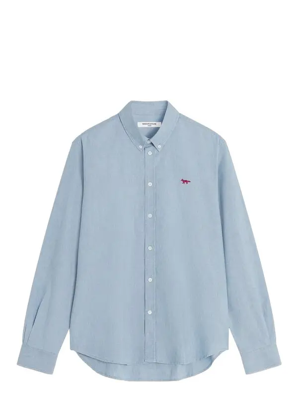 Maison Kitsuné Profile Fox Regular Fit Chambray Shirt - Blue