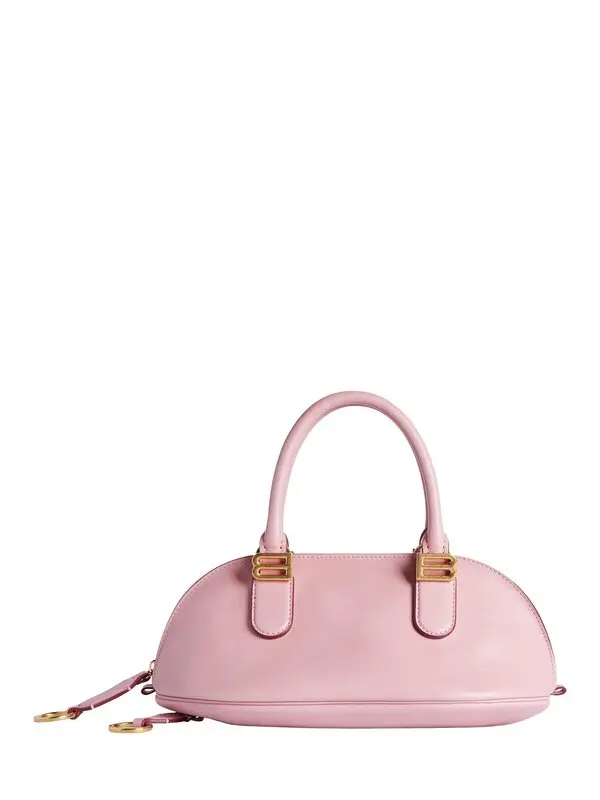 Balenciaga Mini Leather Bolero Bowling Bag - Pink