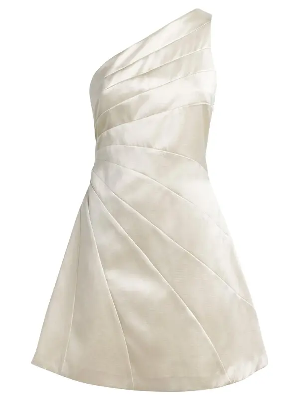 Sandro Satin Asymmetric Mini Dress - Beige
