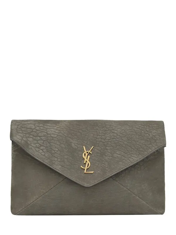 Saint Laurent Large Cassandre Envelope Pouch - Grey