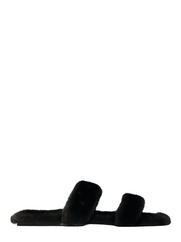 Saint Laurent Mink Fur Sandals - Black