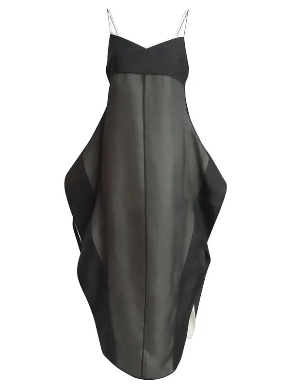 VORANIDA Silk Organza Kourtney Midi Slip Dress - Black