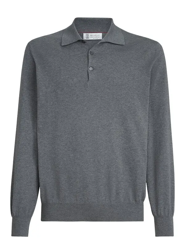 Brunello Cucinelli Cotton Polo Sweater - Grey