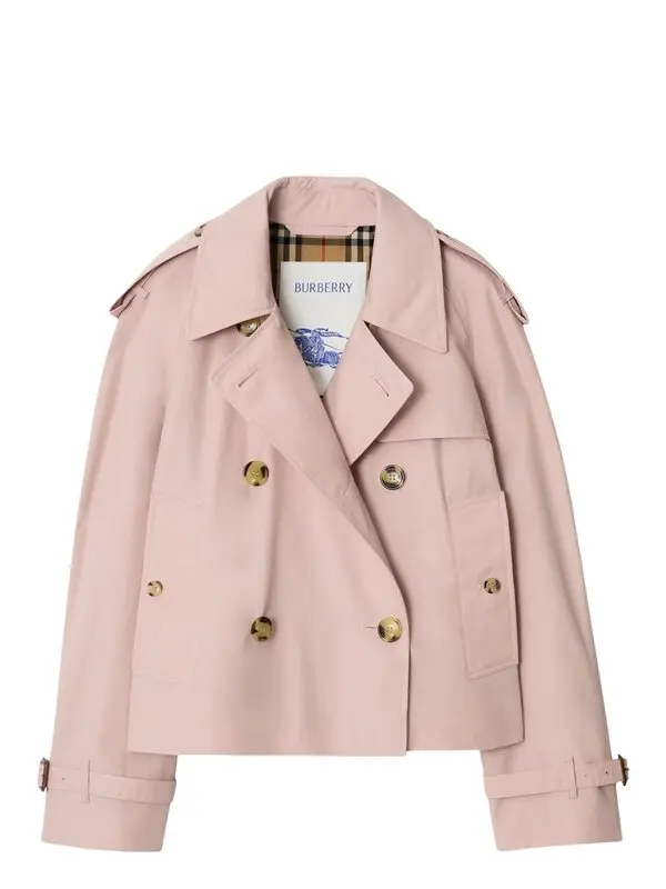 Burberry Cotton Cropped Mayfair Trench Jacket - Pink