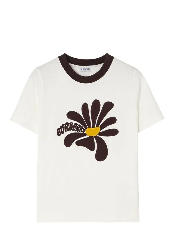 Burberry Cotton Embroidered Daisy T-shirt - White