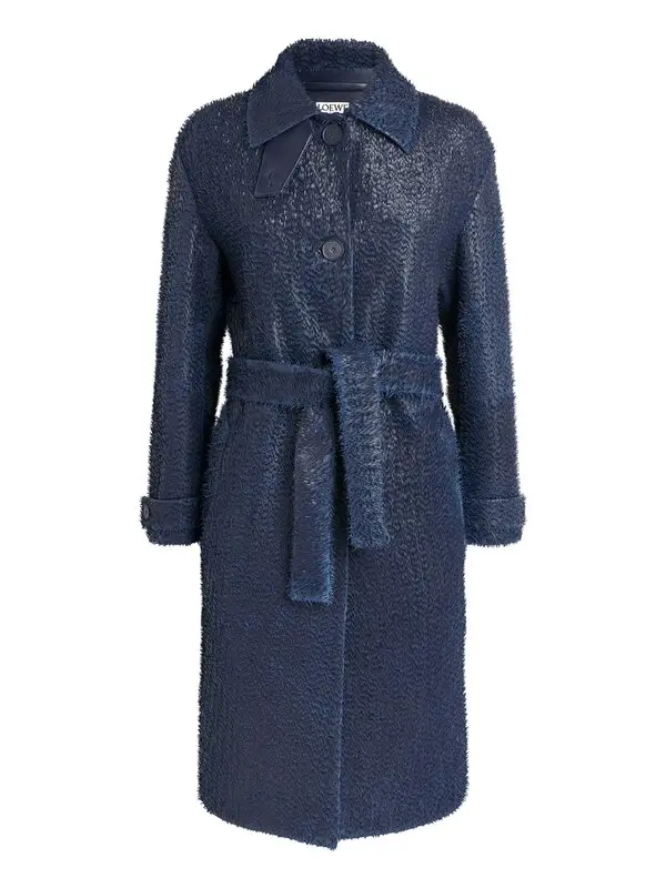 Loewe Lamb Leather Tailored Coat - Blue