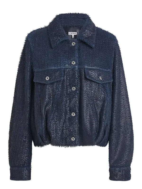 Loewe Lamb Leather Fringe Jacket - Blue