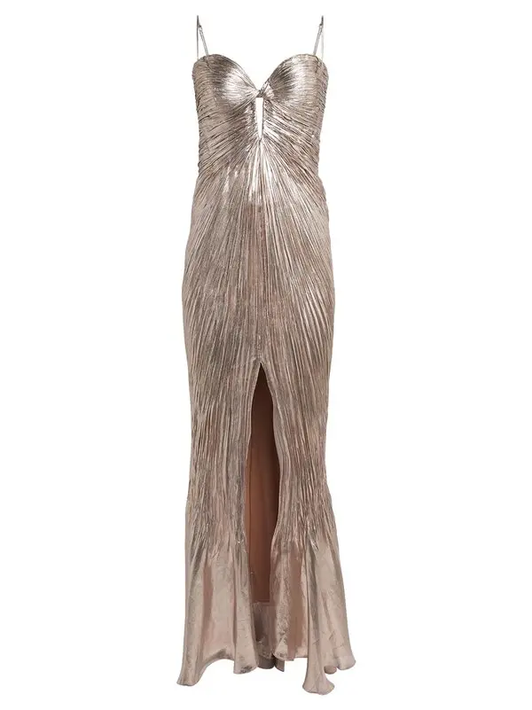 MARIA LUCIA HOHAN Metallic Silk Mirren Maxi Dress - Gold