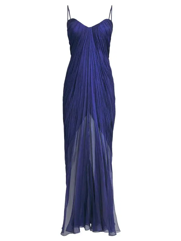 MARIA LUCIA HOHAN Silk Victoria Maxi Dress - Navy