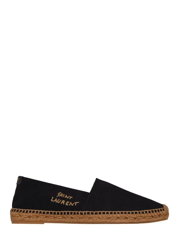 Saint Laurent Embroidered Logo Espadrilles - Black