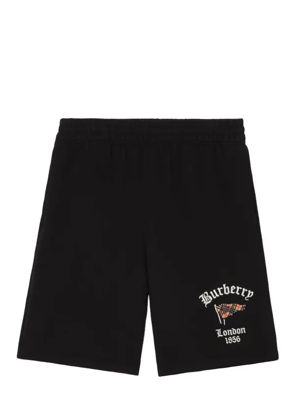 Burberry Check Flag Cotton Shorts - Black