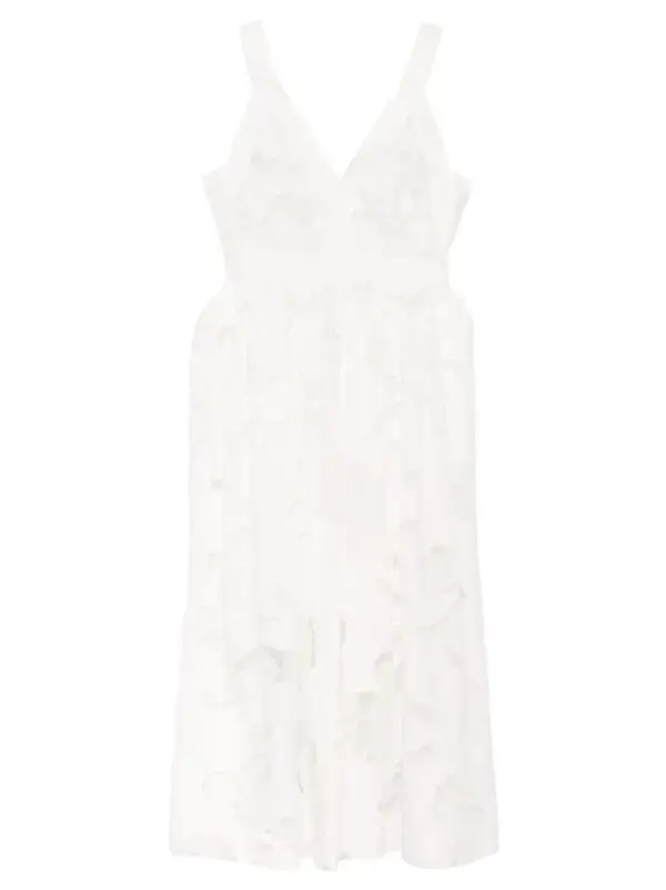 Sandro Floral V-neck Midi Dress - White