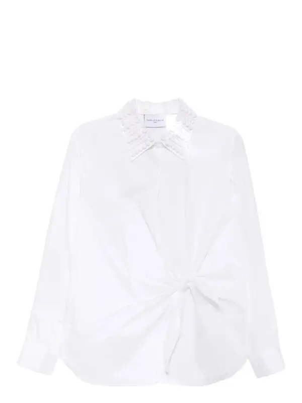 ISABELLE BLANCHE Bead-embellished Knot-detail Shirt - Neutrals