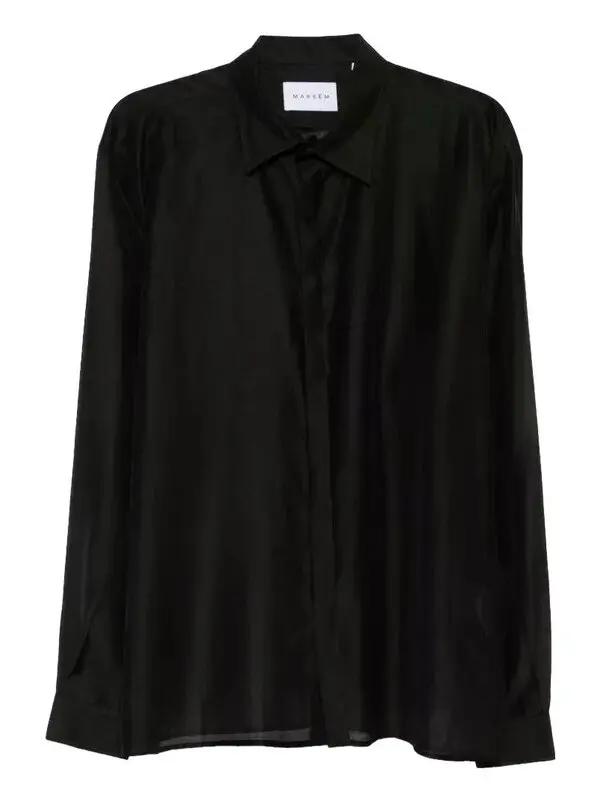 MARSEM Contrast-stitch Long-sleeve Shirt - Black