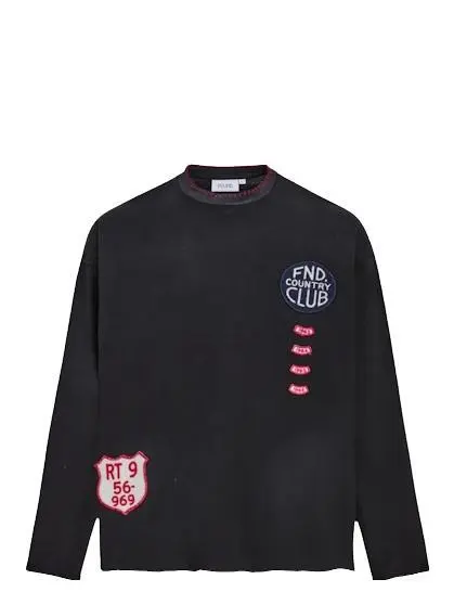 FOUND Embroidered Patches Long Sleeve Tee Shirt - Black