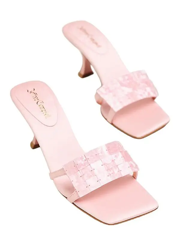 Jeffrey Campbell Abalone-inspired Square Toe Heels - Pink Satin Combo