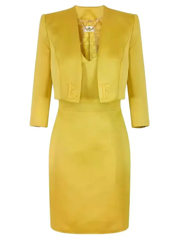 Elisabetta Franchi Padded-shoulder Mini Dress - Yellow