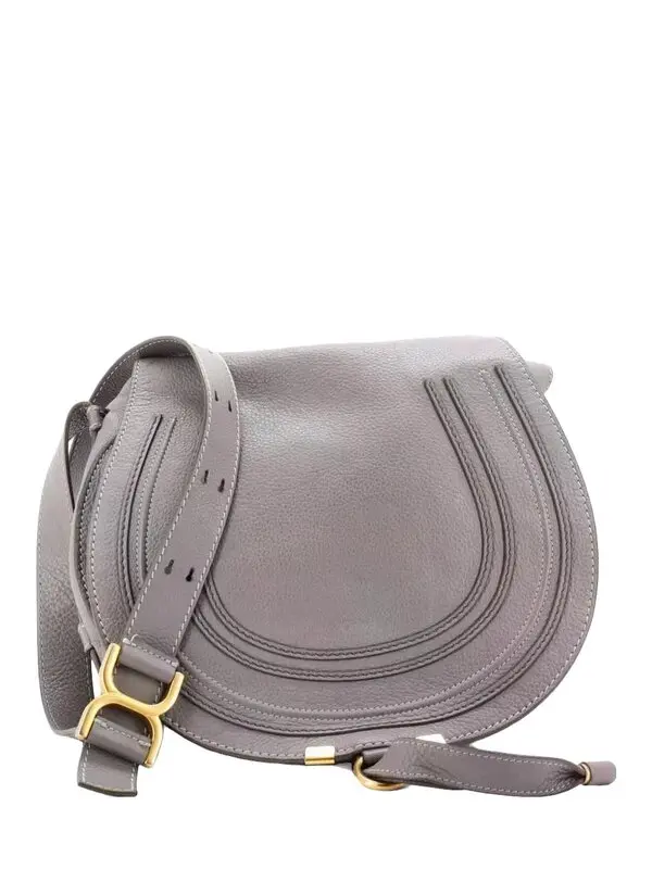 Chloé Marcie Saddle Bag Leather Medium - Grey
