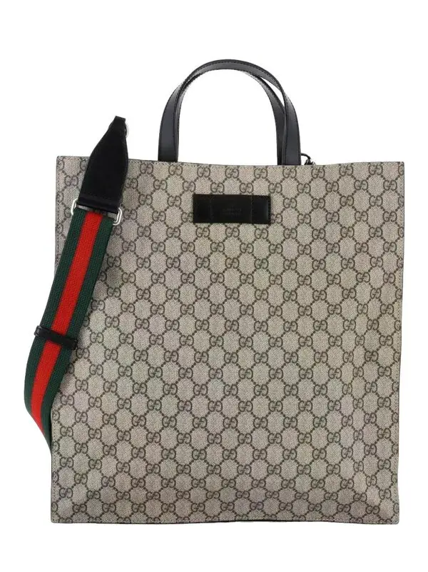 Gucci Convertible Soft Open Gg Coated Canvas Tall Tote Bag - Brown
