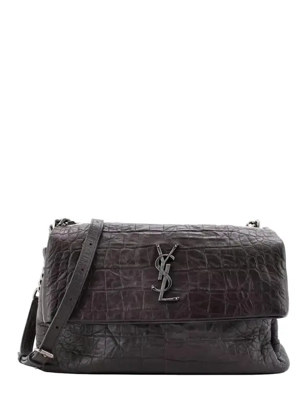 Saint Laurent West Hollywood Crocodile Embossed Leather Medium Shoulder Bag - Brown