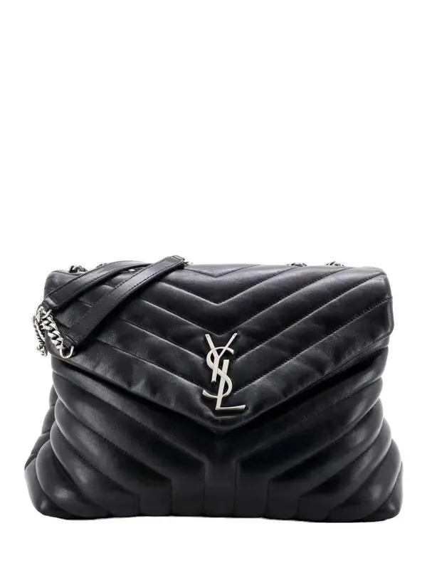 Saint Laurent Loulou Matelasse Chevron Leather Medium Shoulder Bag - Black