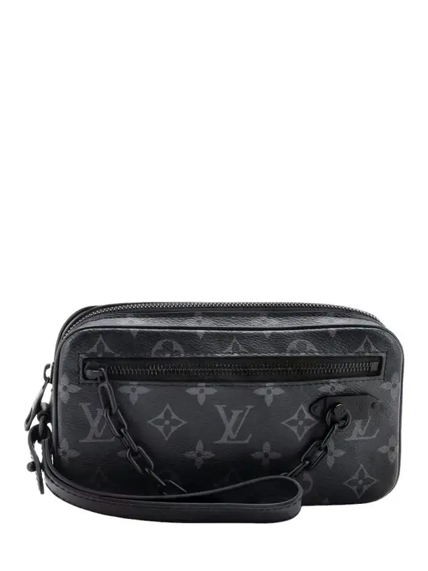 LOUIS VUITTON Pochette Volga Monogram Eclipse Canvas Clutch - Black