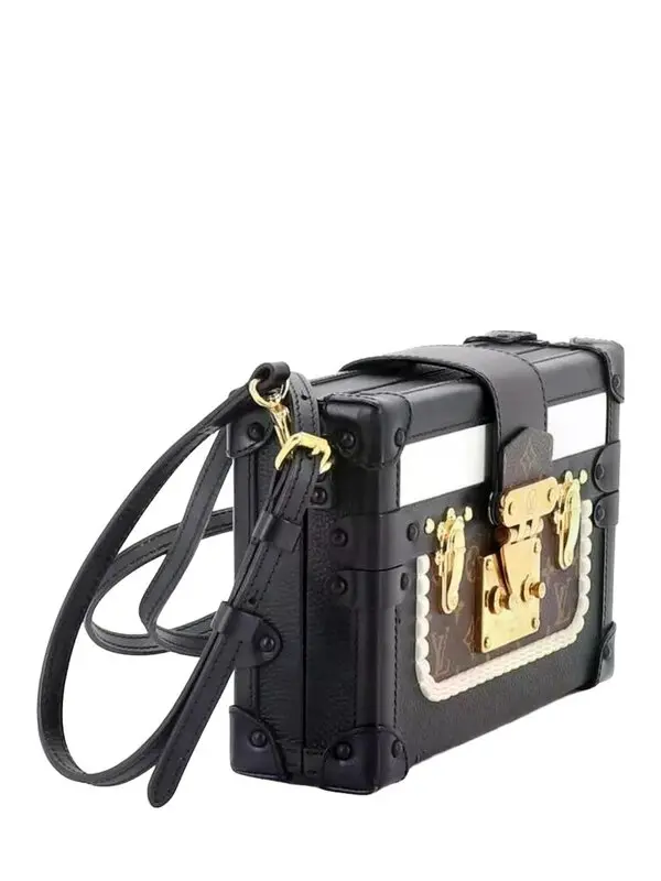 LOUIS VUITTON Petite Malle Leather Clutch Bag - Black