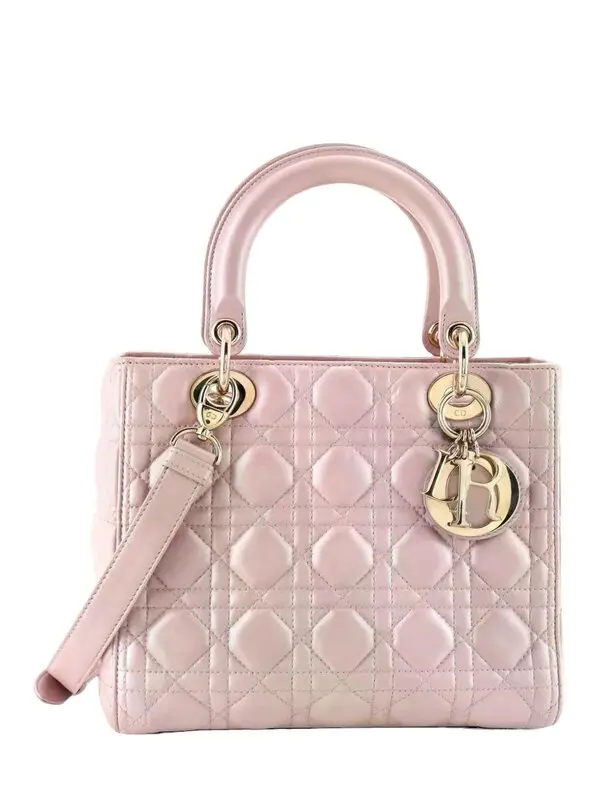 Dior Lady Medium Satchel Cannage Quilt Lambskin - Pink