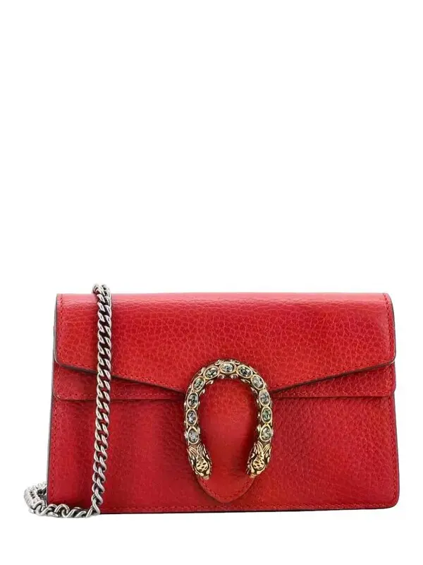 Gucci Dionysus Leather Super Mini Clutch Bag - Red