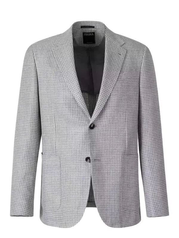 Zegna Houndstooth-pattern Single-breasted Jacket - Grey